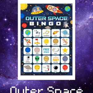 Printable Bingo Game for Kids Outer Space Bingo Game Printable Bingo ...