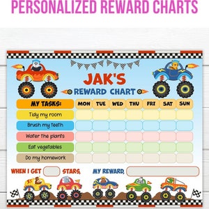 Editable Monster Truck Reward Chart Editable Monster Truck Chore Chart ...