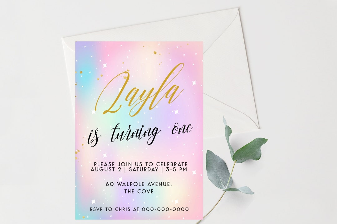 Rainbow Pastel Birthday Invitation Editable Pastel Invitation Editable ...