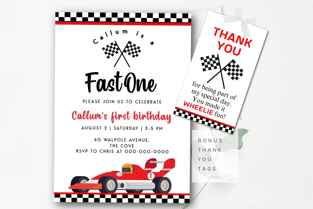 Race Car Birthday Invitation Racing Car Invitation Red Race Car Invite ...
