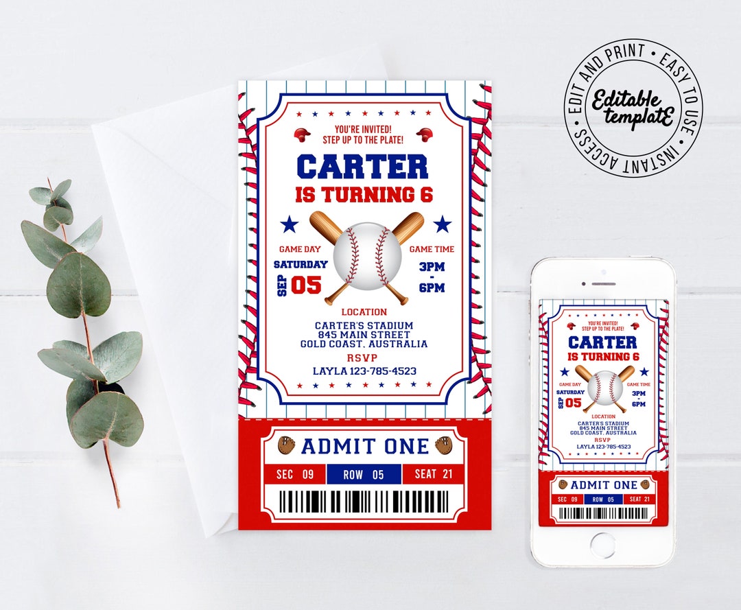 Baseball Invitation Baseball Birthday Invitation Game Day Invitation ...