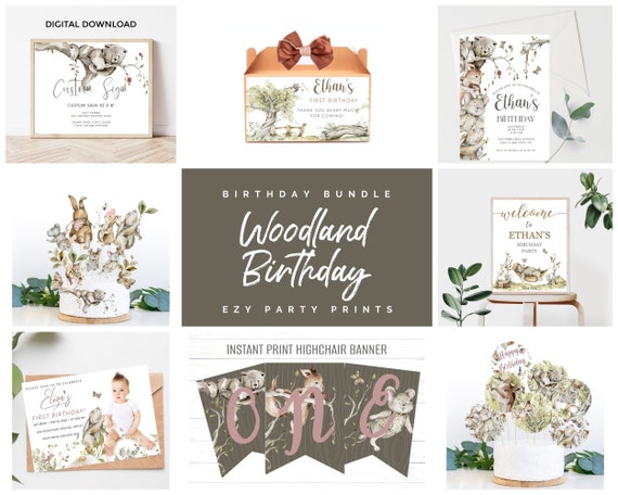 Woodland Birthday Bundle Includes Woodland Invitations Woodland Party ...