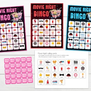 Party Game Printables Movie Night Party Game Movie Party Bingo Game ...