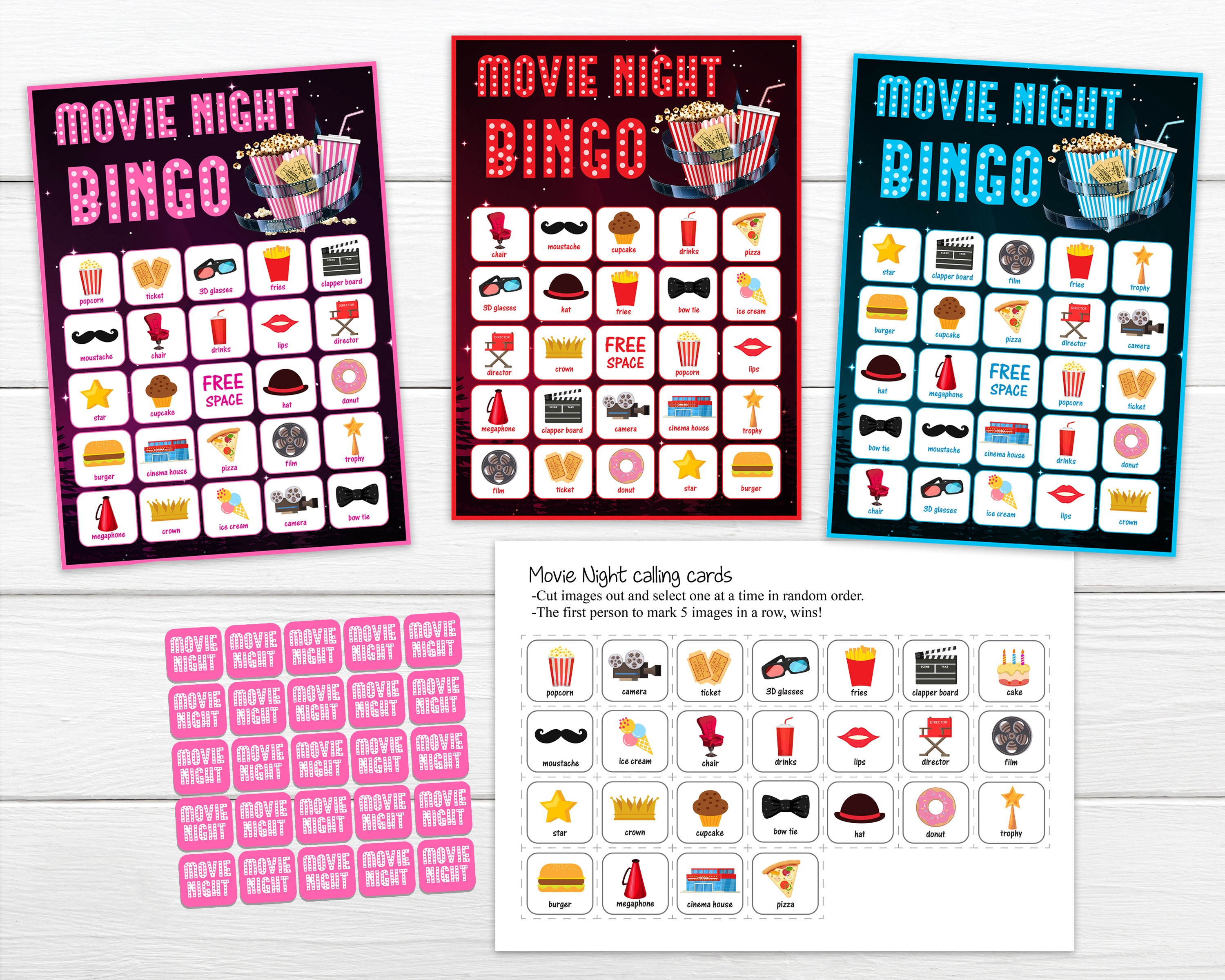 Movie Night Games Movie Night BINGO GAME Printable Bingo | Etsy
