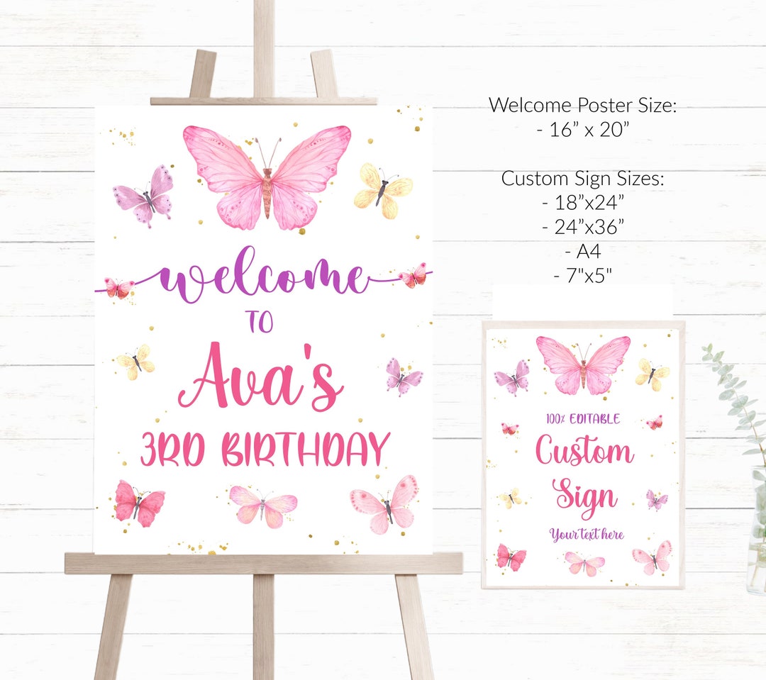 Editable Pink Party Welcome Sign Customisable Welcome Sign Template ...