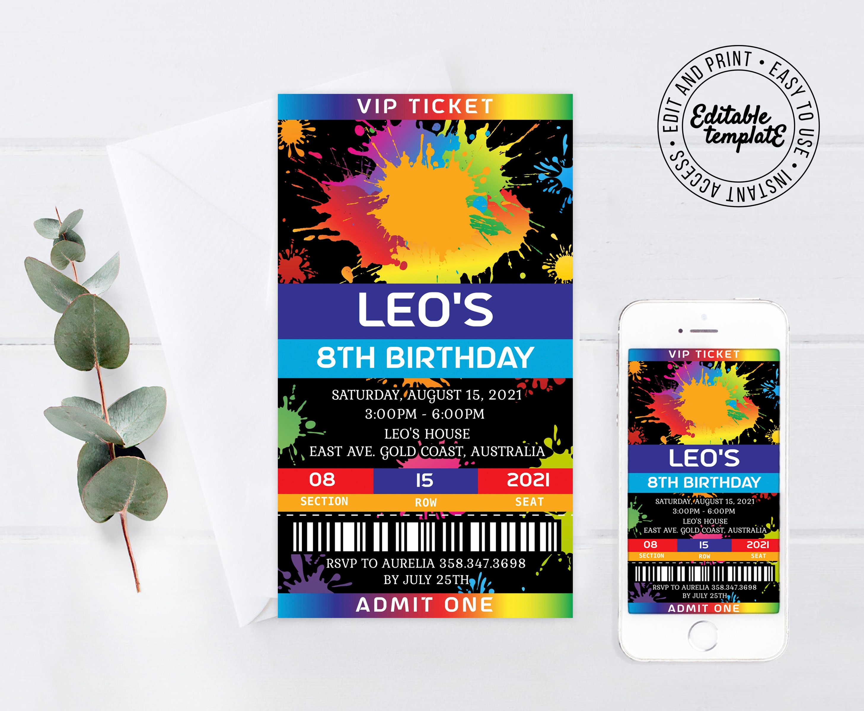 Paintball Text Invitation That You Can Personalise Download - Etsy