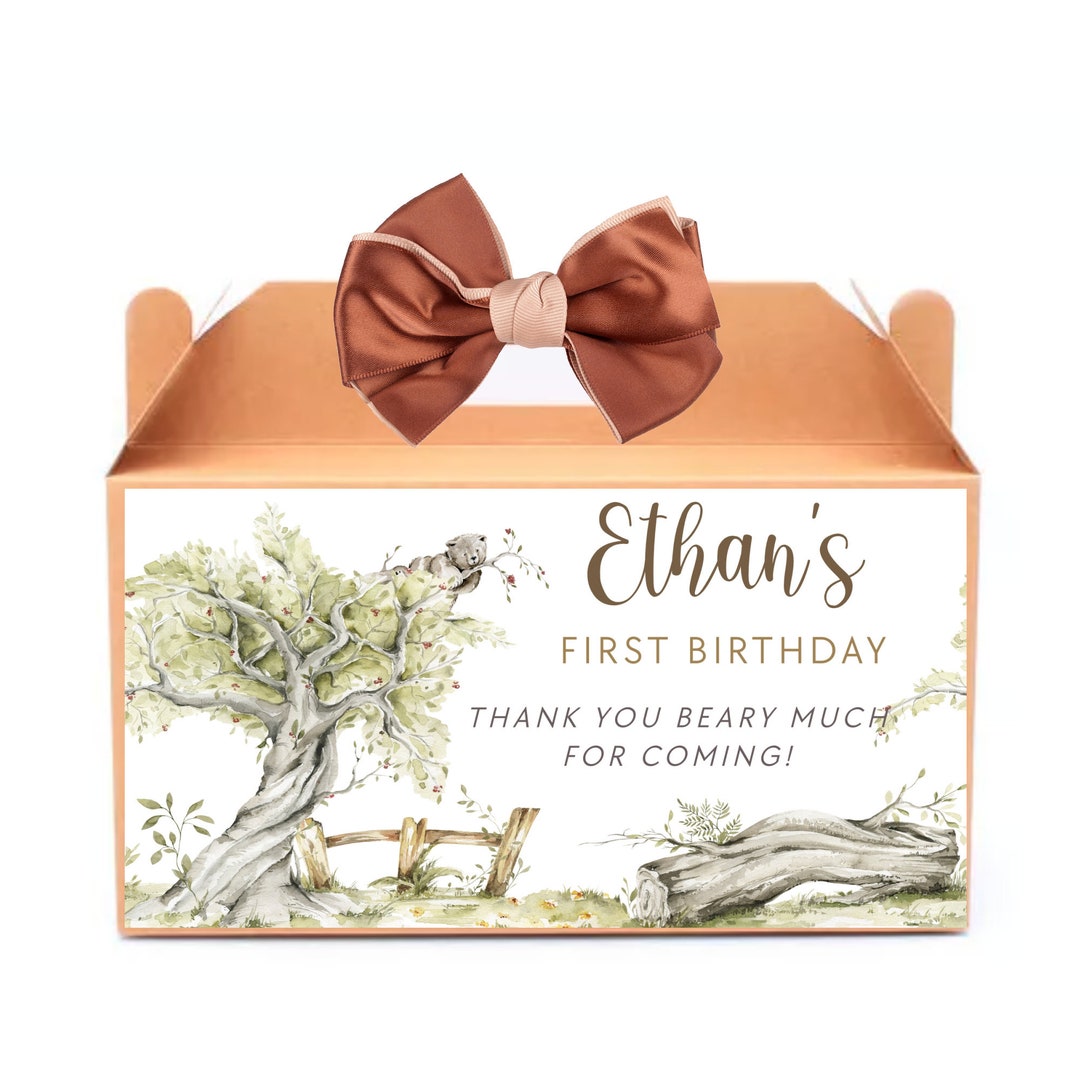 Editable Woodland Birthday Decor Labels Woodlands Favor Gable Gift Box ...