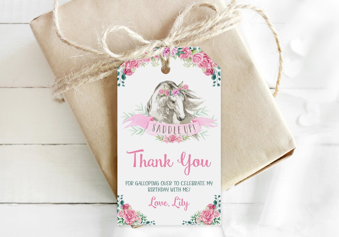 Horse Birthday Thank You Tags Cowgirl Party Favor Tags Editable Gift ...