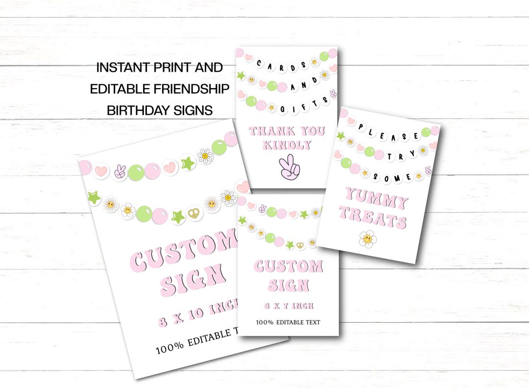 Editable Friendship Beads Bracelet Birthday Signs Alphabet Charms ...