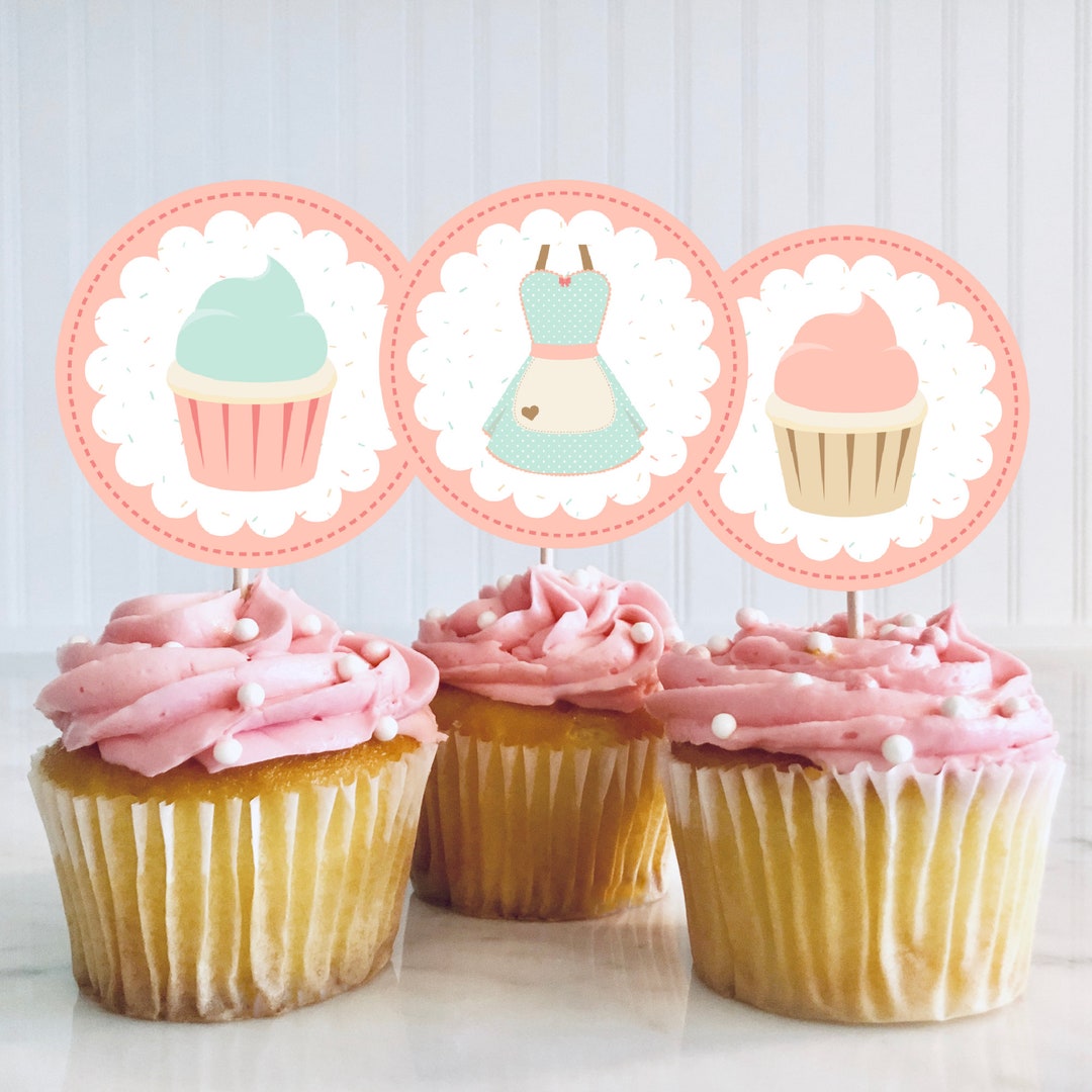 Cooking Party Cupcake Toppers for Instant Printing, Cake Toppers ...