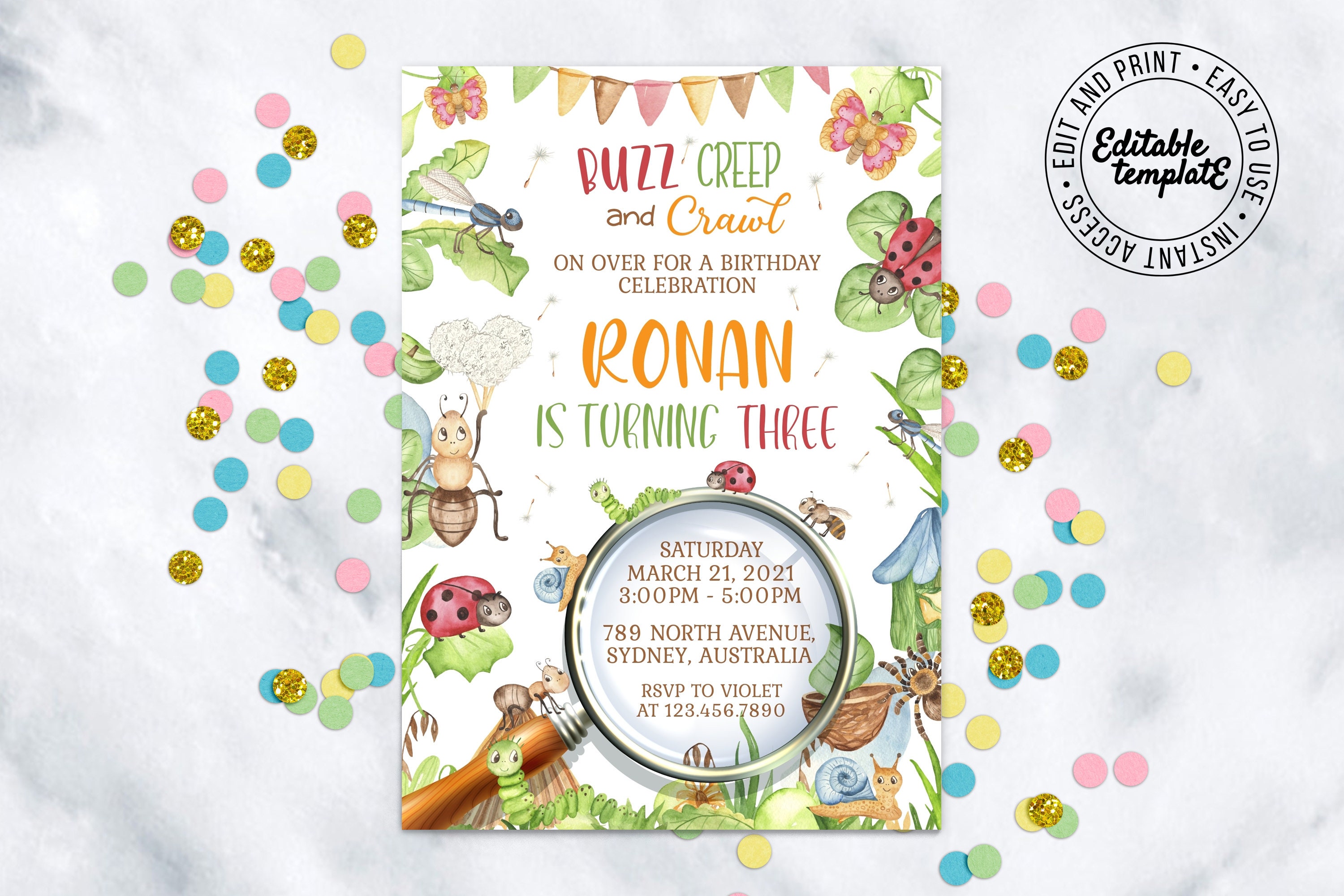 Editable BUGS Birthday Invitation to Personalize and Print - Etsy