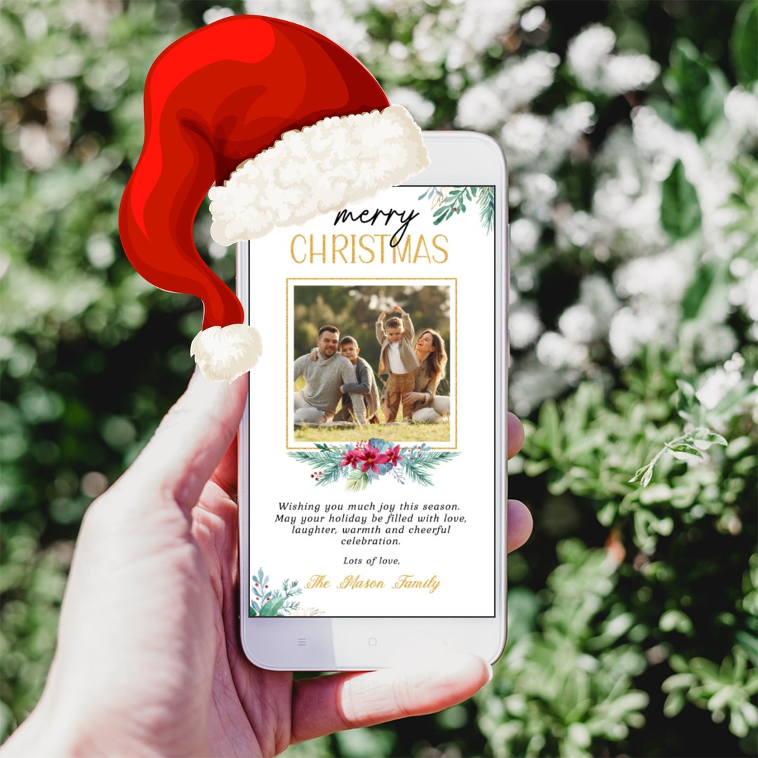 Digital Christmas Card Editable SMS Phone Christmas Greeting Card ...