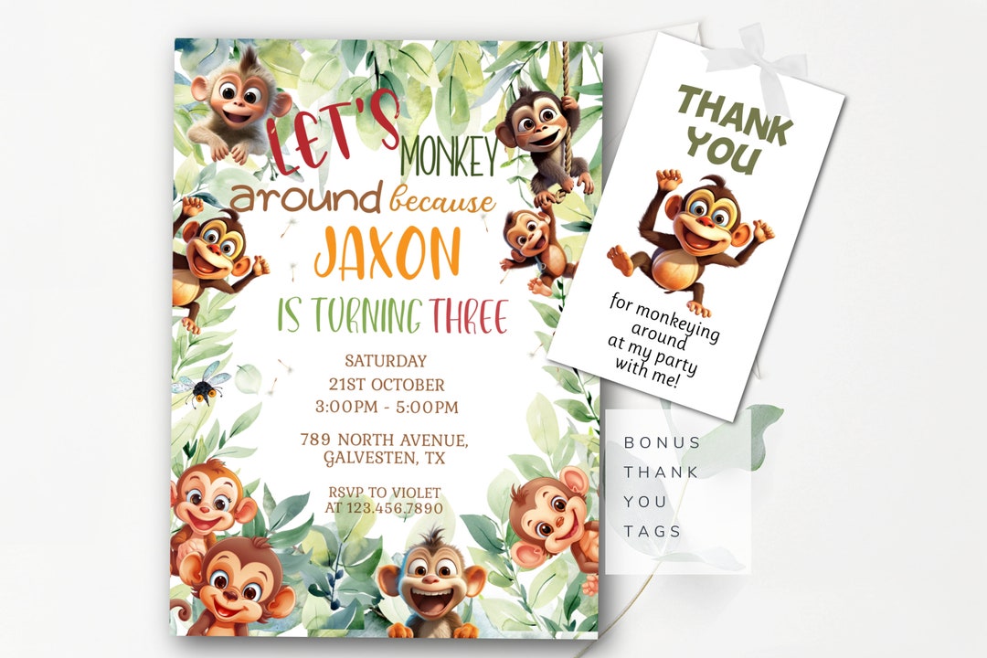 Monkey Invitation Editable Cheeky Monkey Invitation Editable Monkeys ...