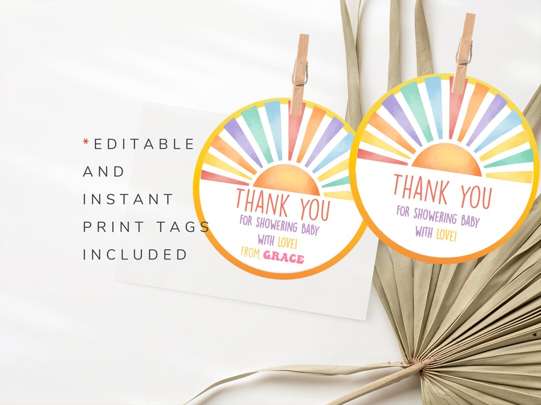 Sunshine Gift Tags Sun Party Tags Sunshine Favor Cards Editable ...