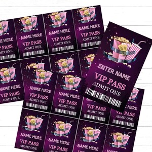 Movie Night ID Card Template Edit and Print Instantly Kids Movie VIP ...