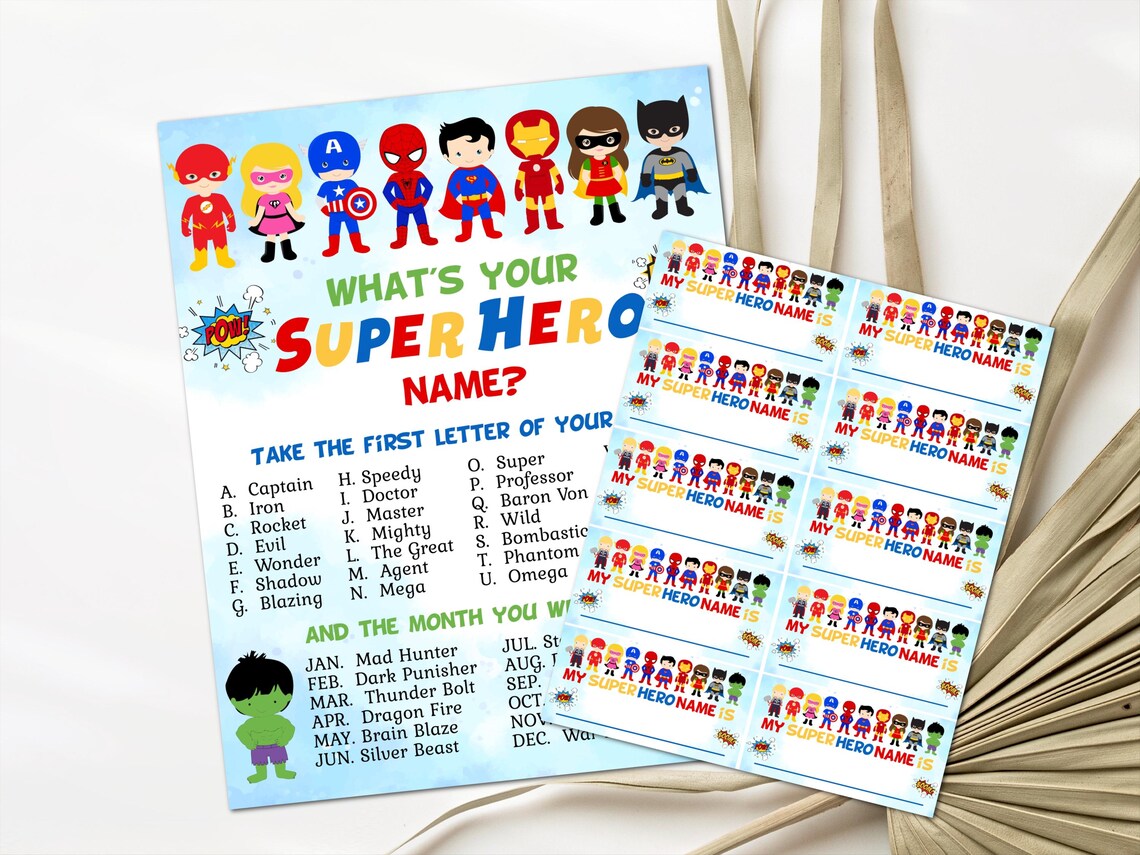 What is Your Superhero Name Game Instant Download, Instant Printable ...