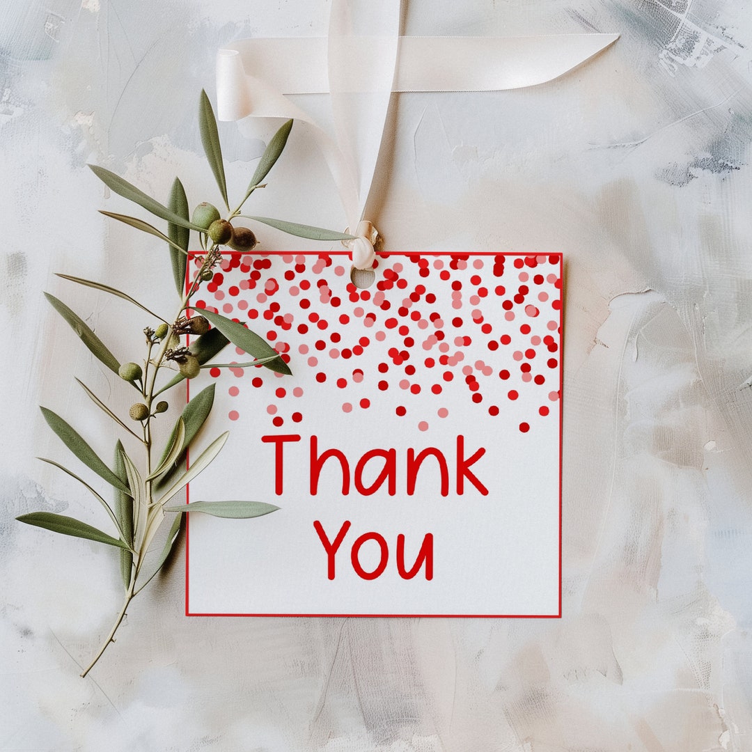 Editable Square Red Gift Tags Red Favor Cards Editable Confetti Red ...