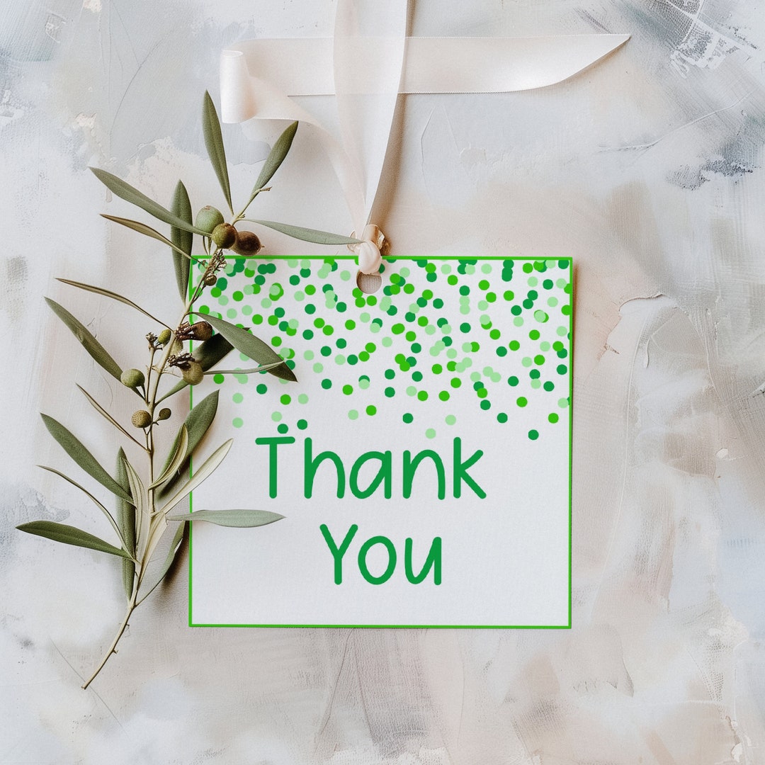 Green Gift Tags Green Confetti Favor Cards Editable Green Tags ...