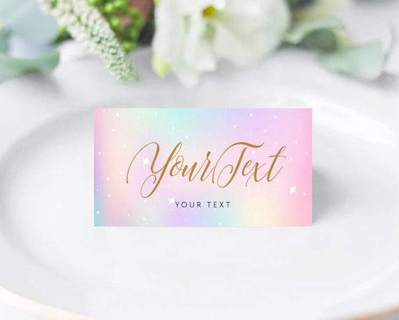 EDITABLE Pastel Birthday Place Card, Editable Pastel Birthday Food Tent ...