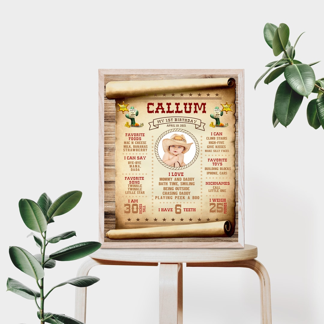 Western Birthday Milestone Sign Western 1st Birthday Milestone Poster ...