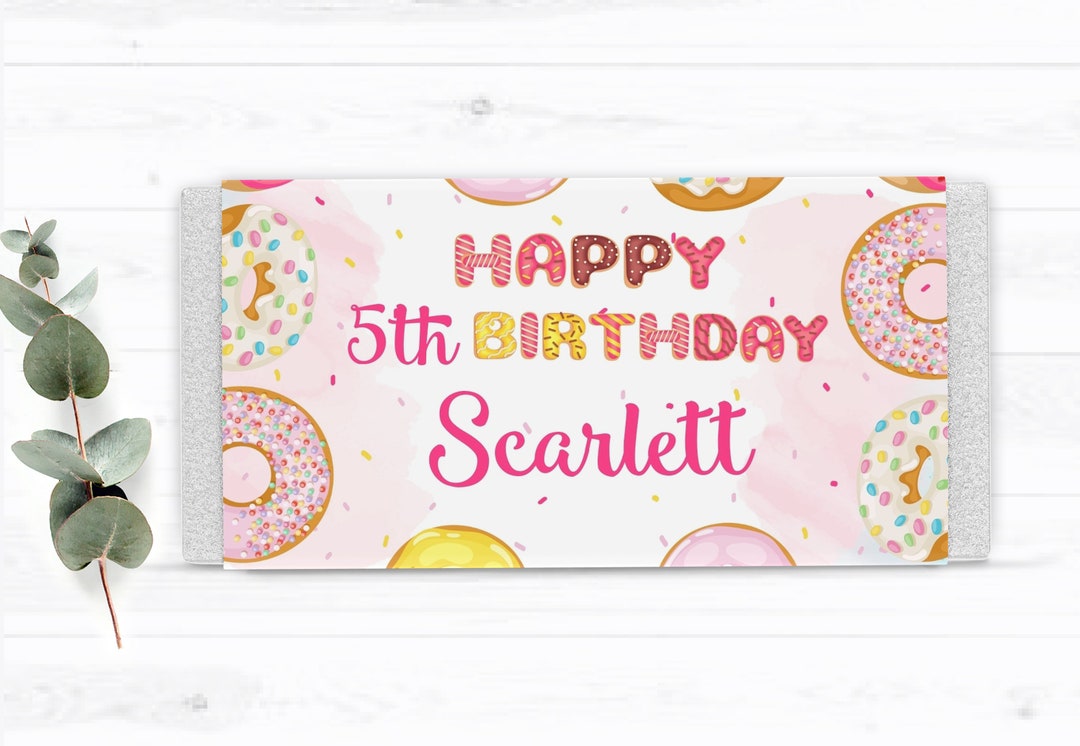 Editable Donut Party Chocolate Wrapper, Donut Birthday Candy Wrappers ...