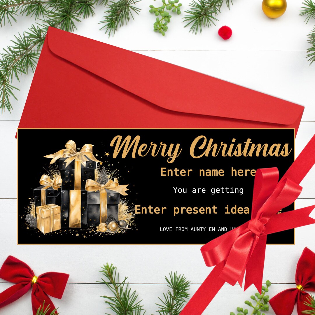 Editable Christmas Voucher Printable Christmas Elegant Gift Voucher ...