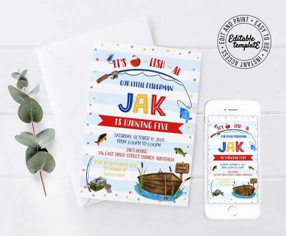 Fishing Invitation template, Fishing Birthday Invitation you can ...