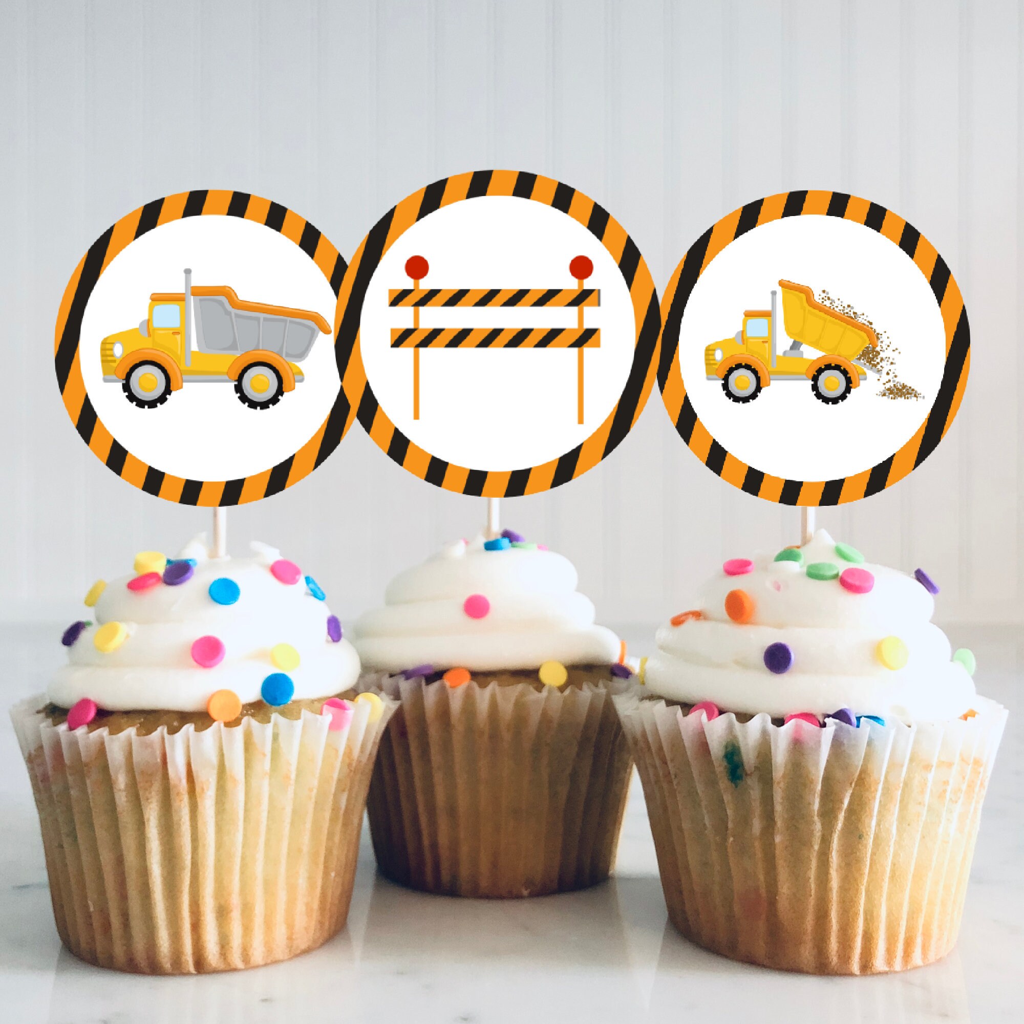 Construction Party Cupcake Toppers for Instant Printing Construction ...