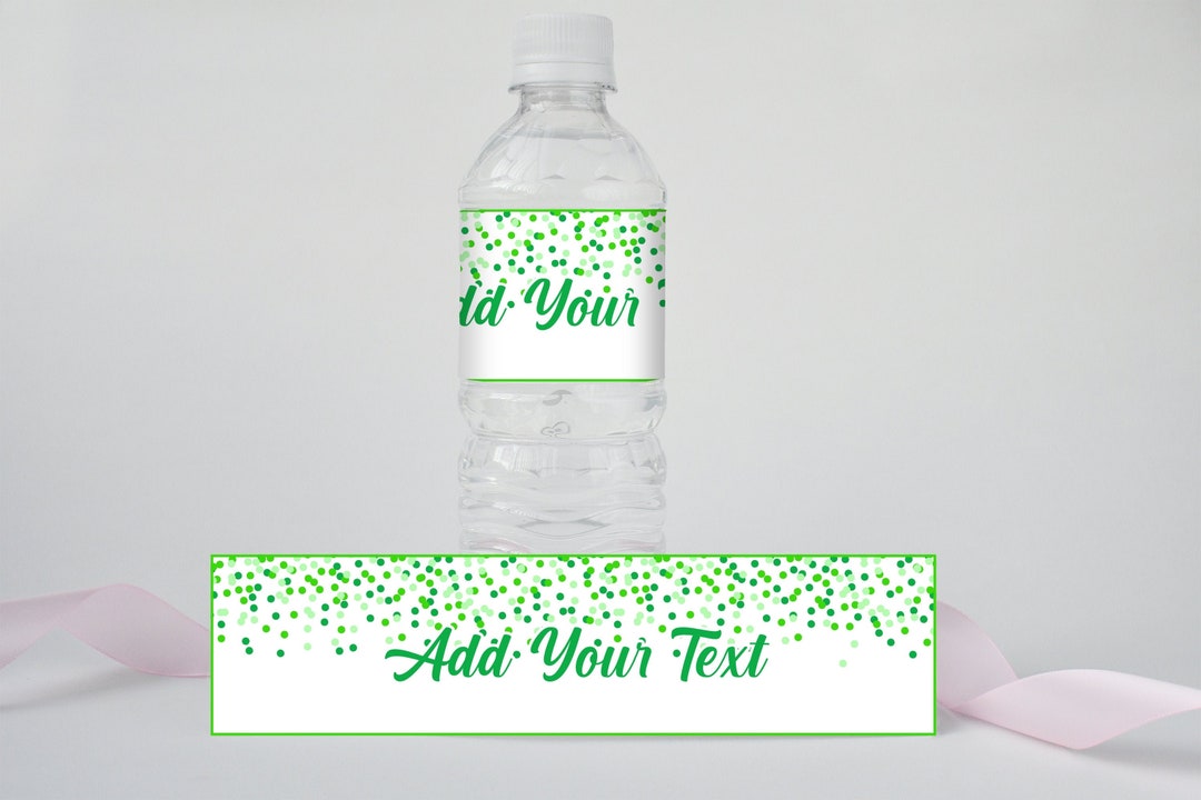 Green Water Bottle Labels Green Birthday Bottle Labels Editable Green ...
