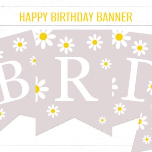 Editable Daisy Birthday Banner for Instant Editing and Printing, Daisy ...