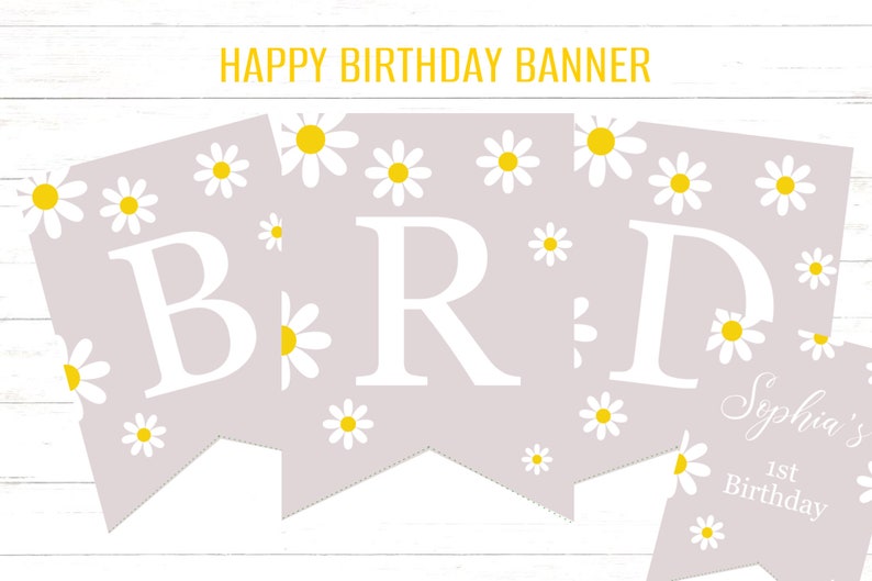 Editable Daisy Birthday Banner for Instant Editing and Printing, Daisy ...