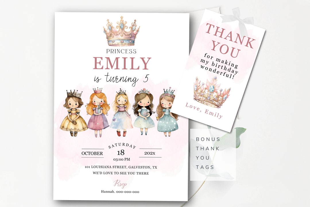 Editable Princess Invitation Template Princess Party Invitation ...