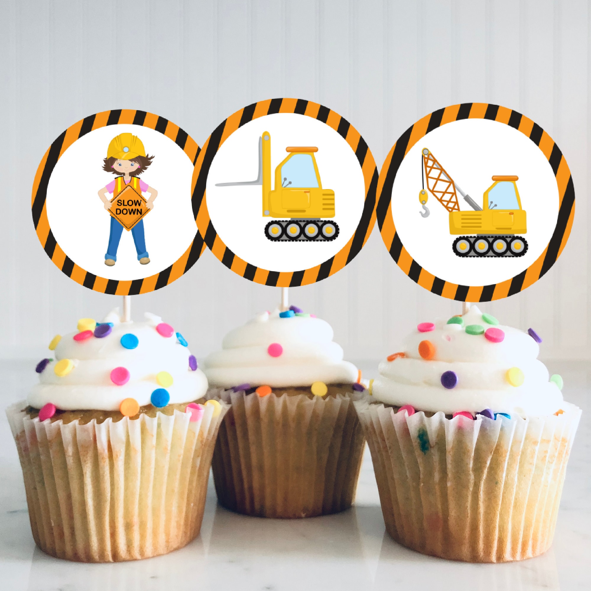CONSTRUCTION PARTY Cupcake Toppers for Instant Printing - Etsy