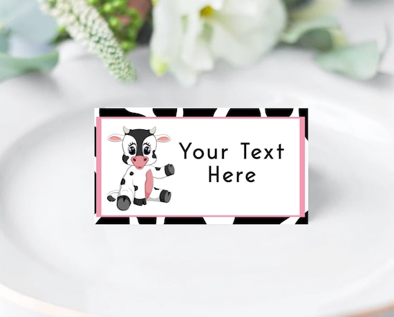 Editable Holy Cow I'm One Birthday 3 Tent Cards Party Table Labels Girl ...