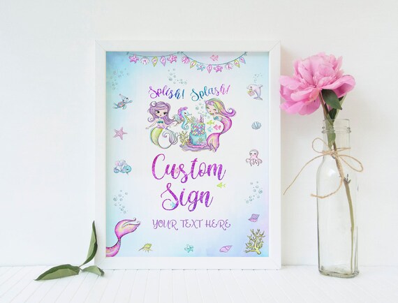 MERMAID Custom Signs MERMAID birthday Party Editable signs Instant ...