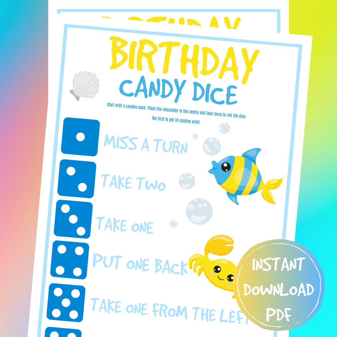 Printable Candy Dice Game Instant Print Dice Game Instant Download ...