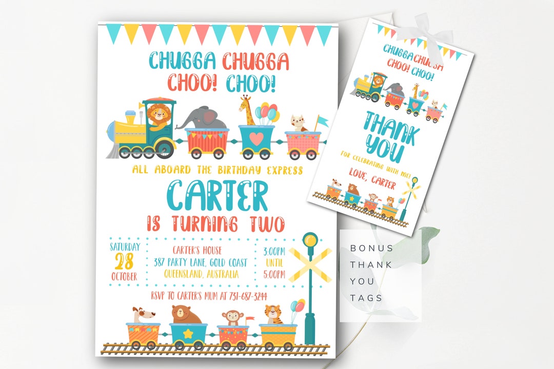 Train Invitation Template Editable Train Birthday Invitation Template ...