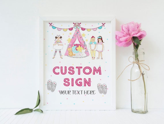 SLEEPOVER Custom Signs, PYJAMA Party Signs, Editable signs, Instant ...