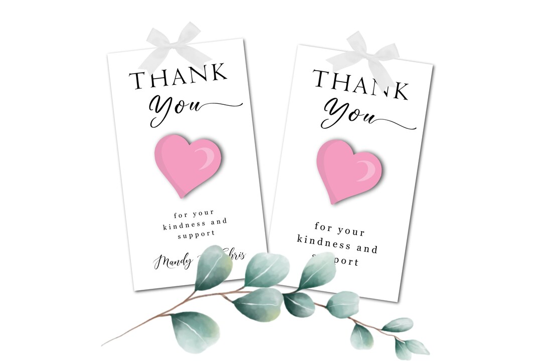 Thank You Tags Pink Gift Tags Any Occasion Pink Love Heart Thank You ...