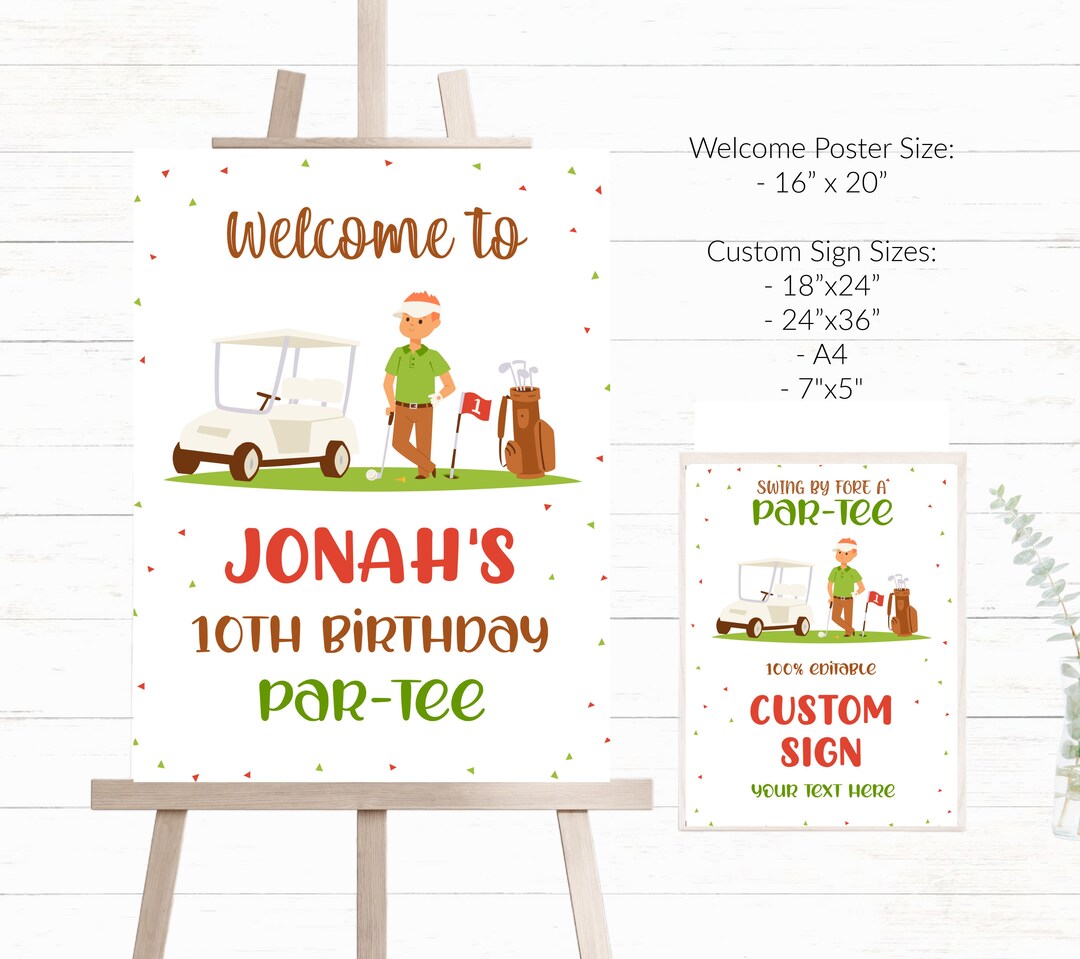 Golfing Party Welcome Sign Custom Golf Signs Editable Golf Party Sign ...