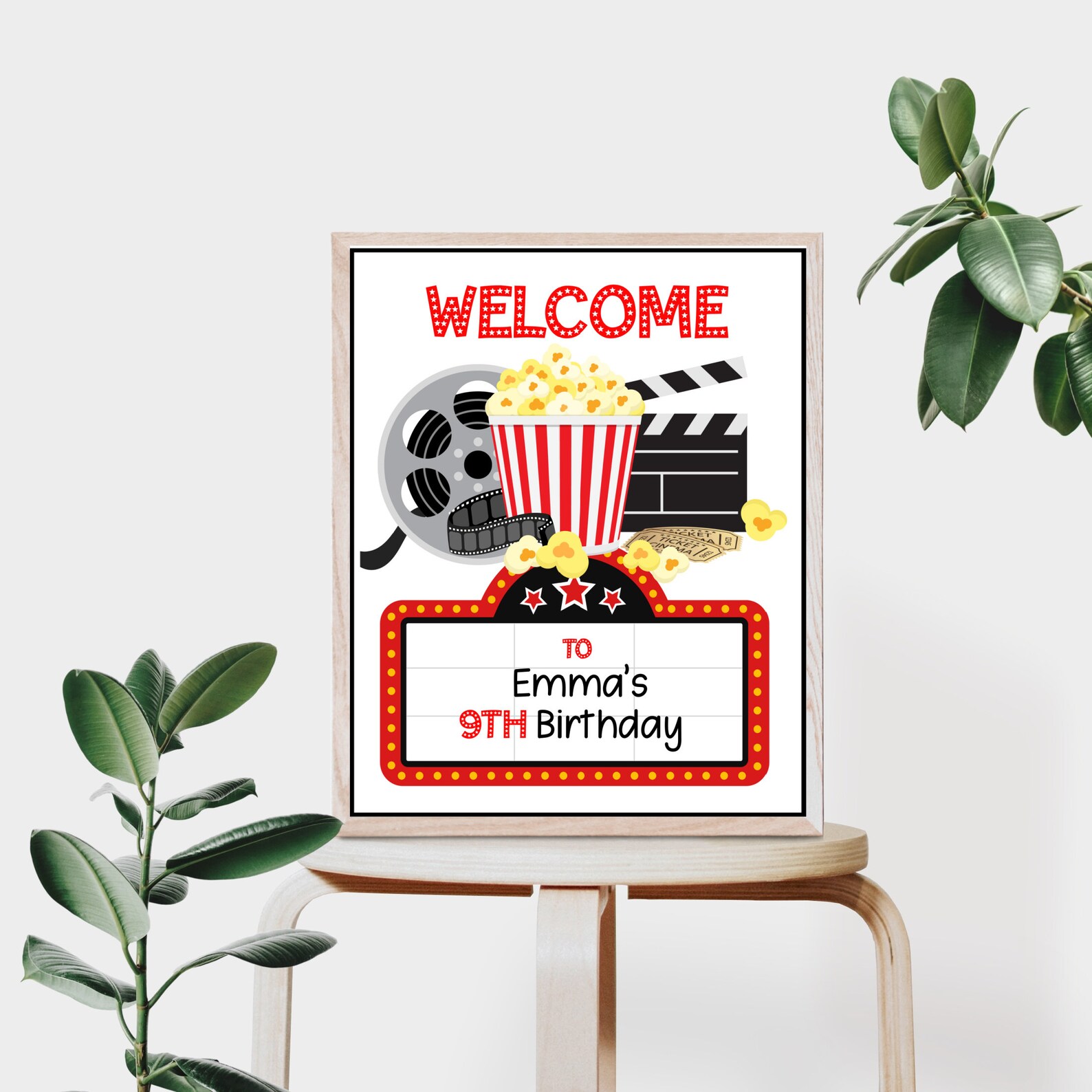 Editable Movie Party Welcome Sign Customisable Movie Night Party Sign ...