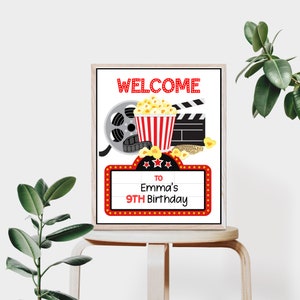 Editable Movie Party Welcome Sign Customisable Movie Night Party Sign ...