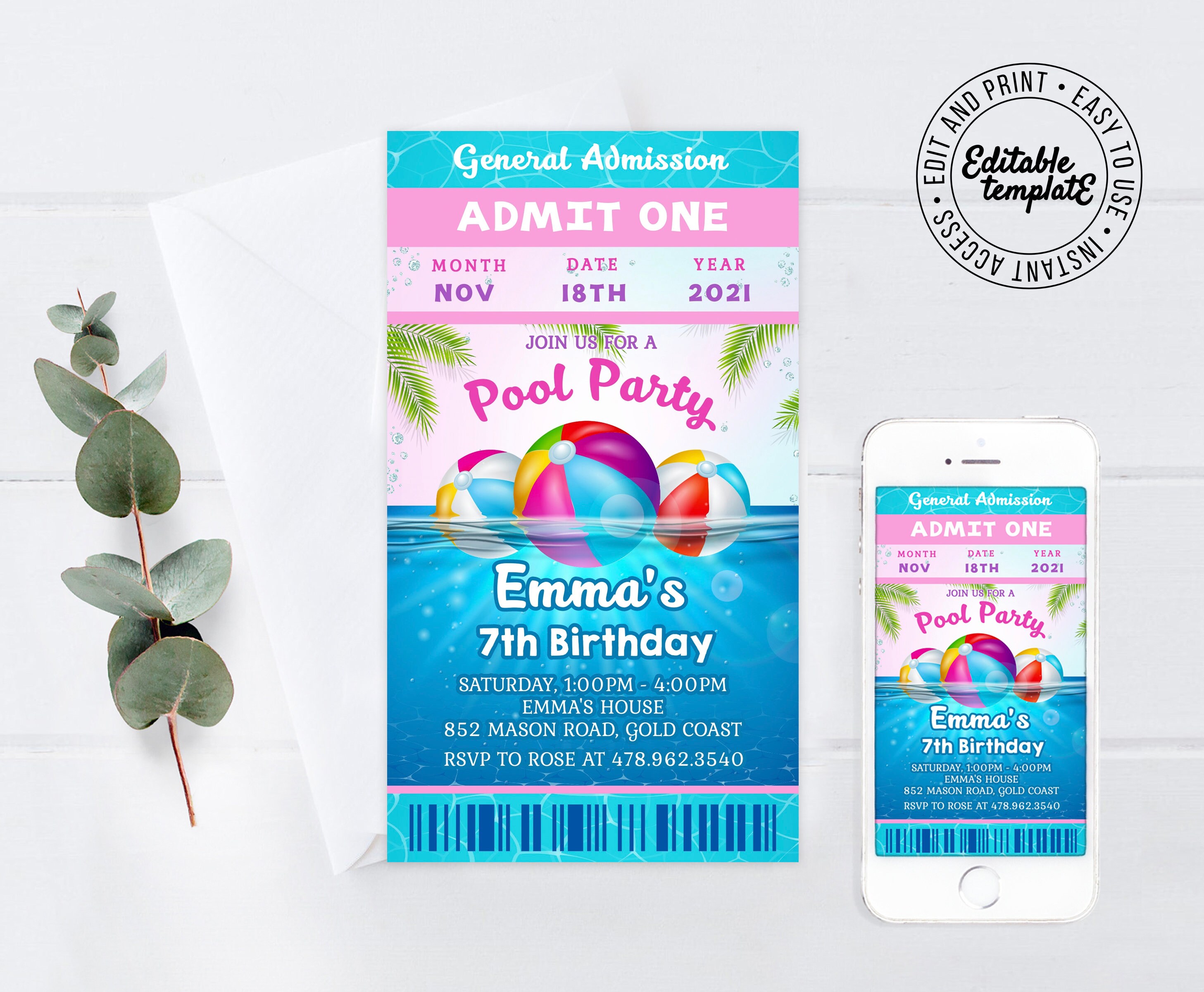 Pool Party Invitation Pool Party Birthday Pool Party Text - Etsy