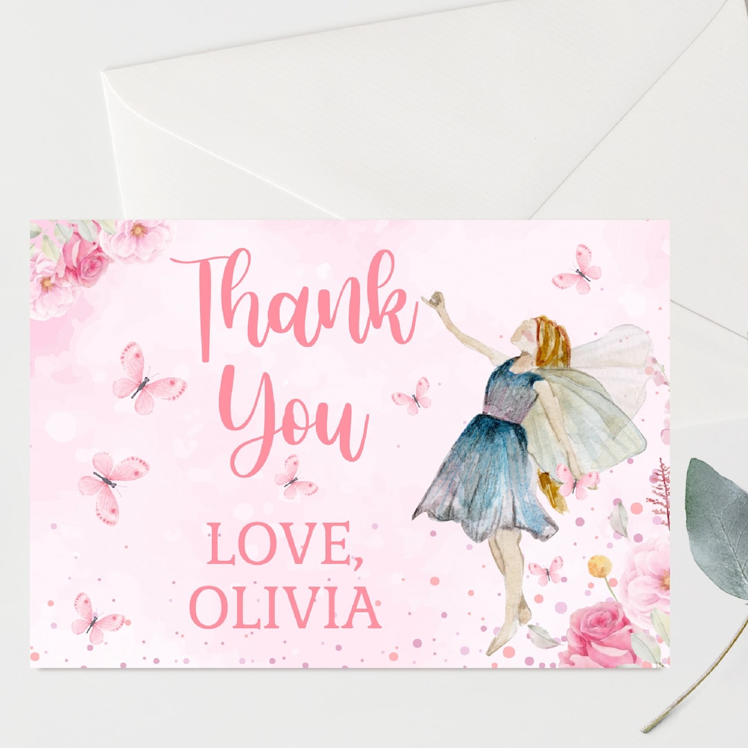Fairies Birthday Thank You Card Fairy Birthday Card Fairy Birthday Card ...