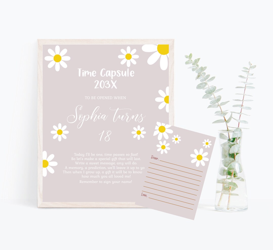 Editable Daisy Time Capsule to Edit, Download and Print Instantly 1st ...