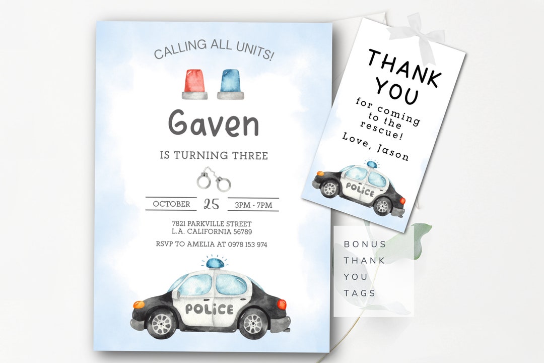 Police Invitation Template Police Birthday Party Invitation Editable ...
