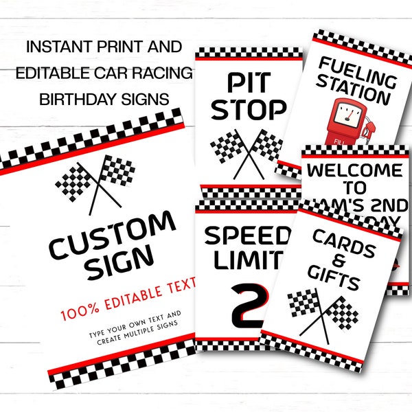 Racing Party Signs - Etsy