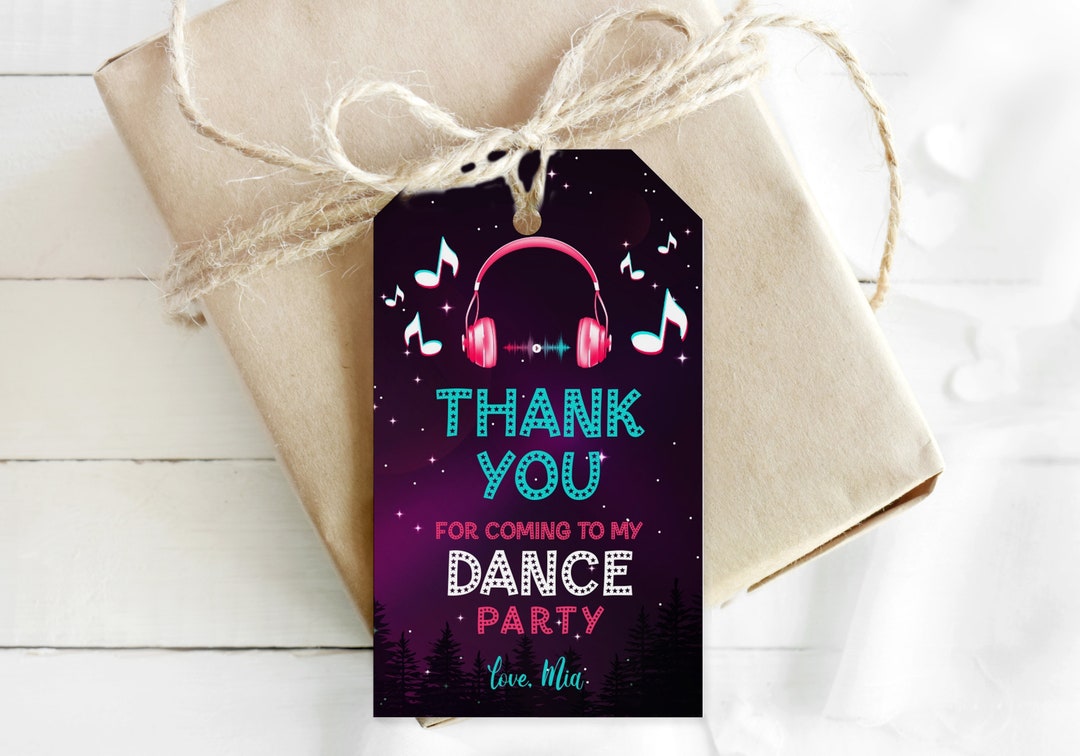 Dance Party Gift Tags Music Gift Tags Dance Party Thank You Tags Dance ...