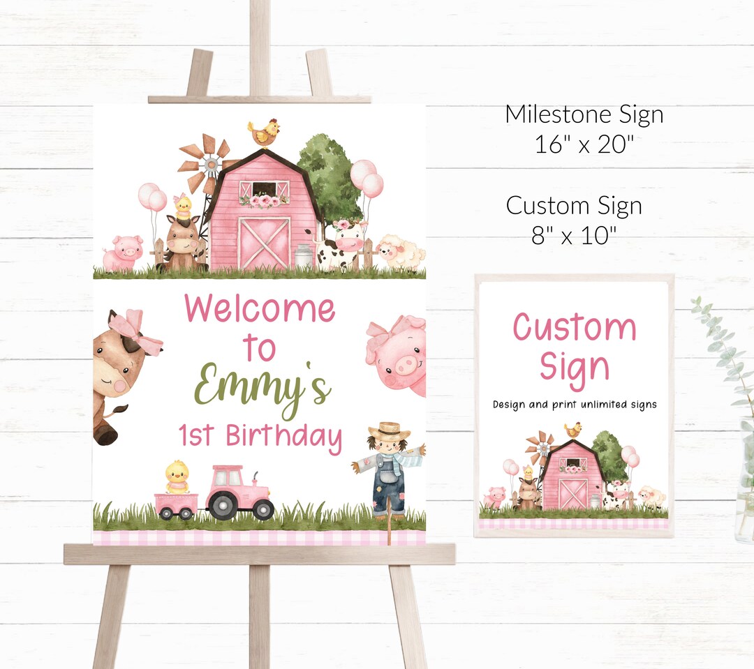 Editable Farm Birthday Welcome Sign Template Farm Party Custom Sign ...