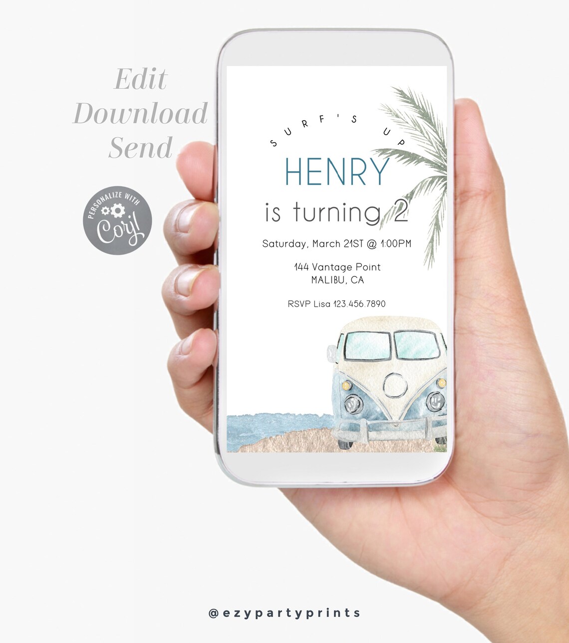 Editable Surfs up Invitation Surfer Birthday Invitation Beach Life ...